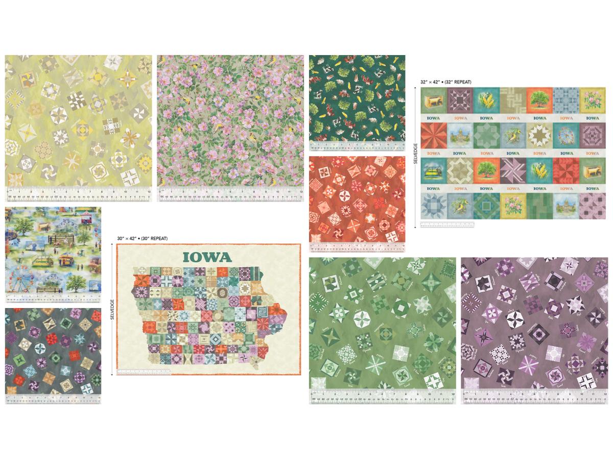 All Iowa Shop Hop Main Fabric Bundle – 2 Panels + 8 Fat Quarters
