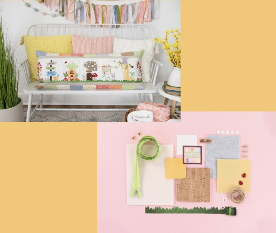 Kimberbell Hoppin' Down the Bunny Trail Bench Pillow & Embellishment B