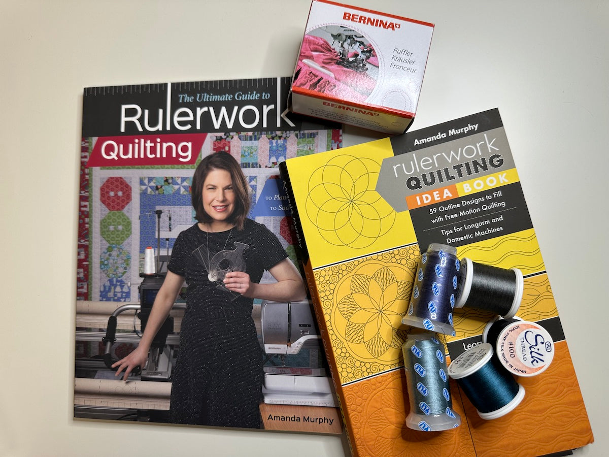 Ruffler Foot BERNINA Amanda Murphy Rulerwork Books Silk Thread Bundle: