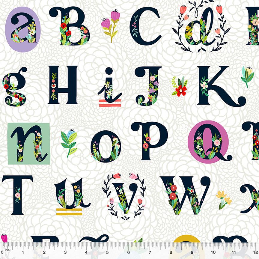 ABCs in Bloom: White Flourishing Alphabet