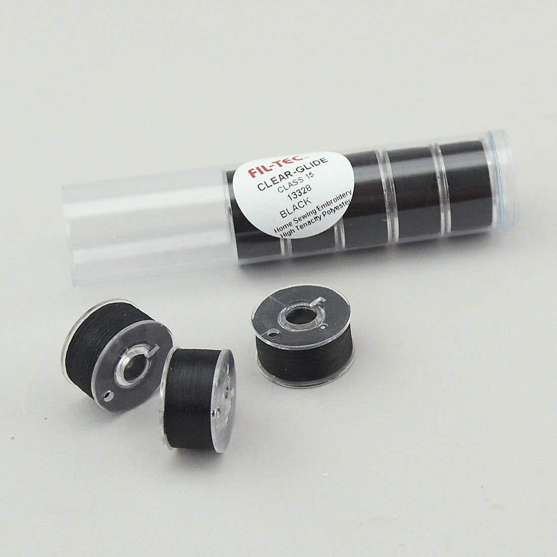 Clear-Glide Poly Bobbin-Black PreWound 8/Tube
