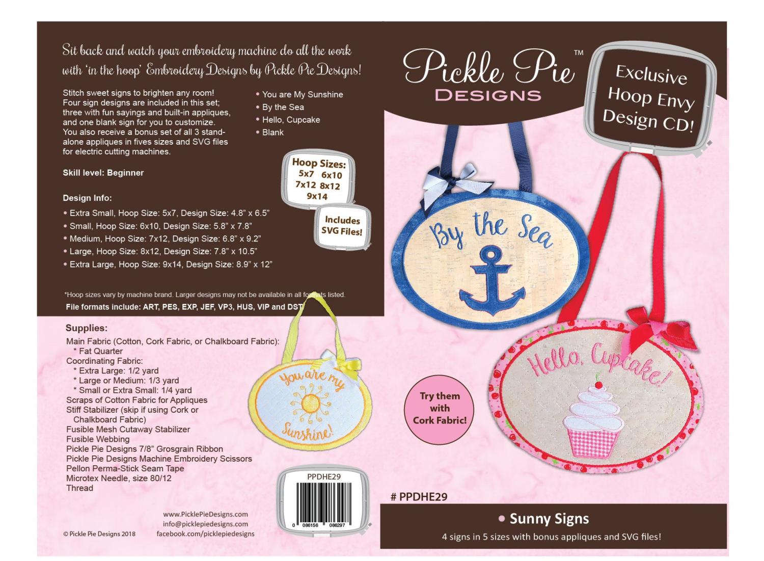 Sunny Signs Embroidery by Pickle Pie Designs